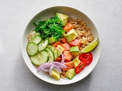 Dinner - Salmon poke bowl calories with brown rice recipes