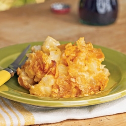 Side dish - Cheesy potato casserole with corn flake topping recipes